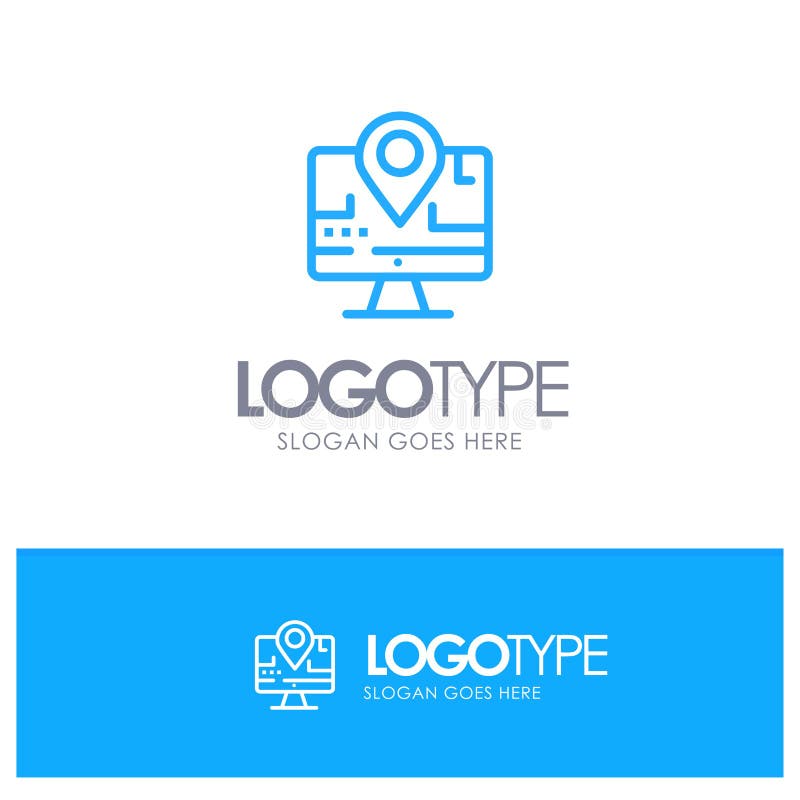 Computer, Map, Location, Education Blue Logo Line Style Stock Vector ...