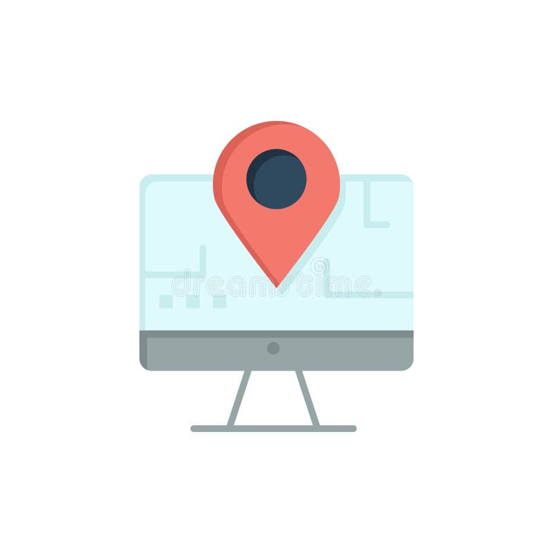 Computer, Map, Location, Education Flat Color Icon. Vector Icon Banner ...