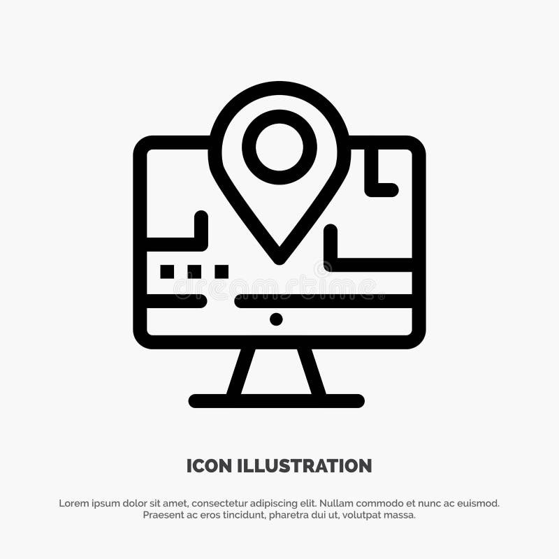 Computer, Map, Location, Education Vector Line Icon Stock Vector ...
