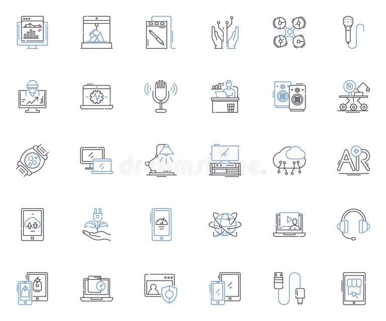 Computer Mart Line Icons Collection. Technology, Hardware, Software ...