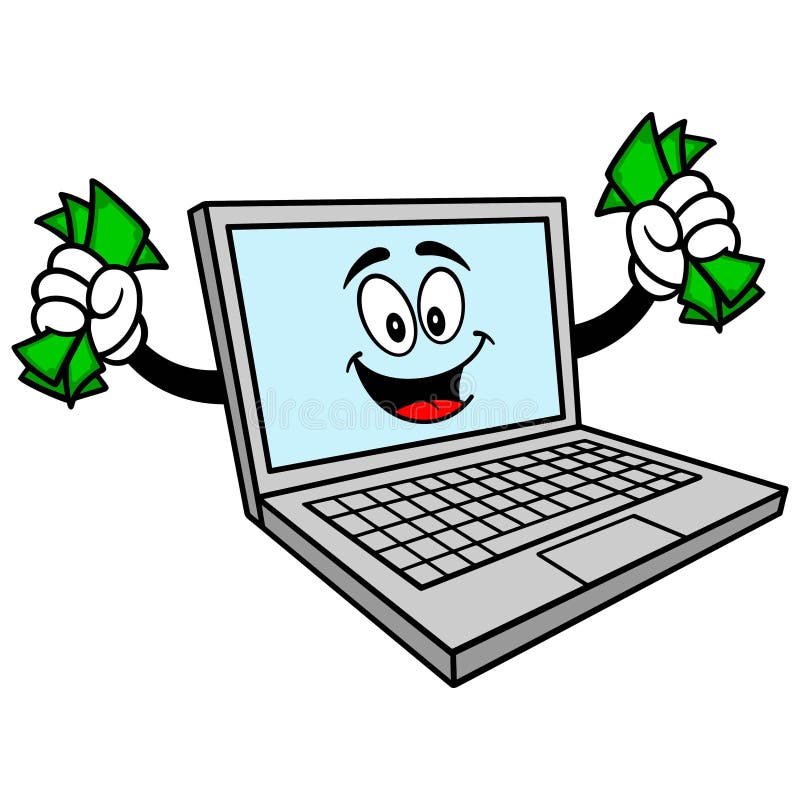Computer Mascot with Money stock vector. Illustration of mascot - 138056565