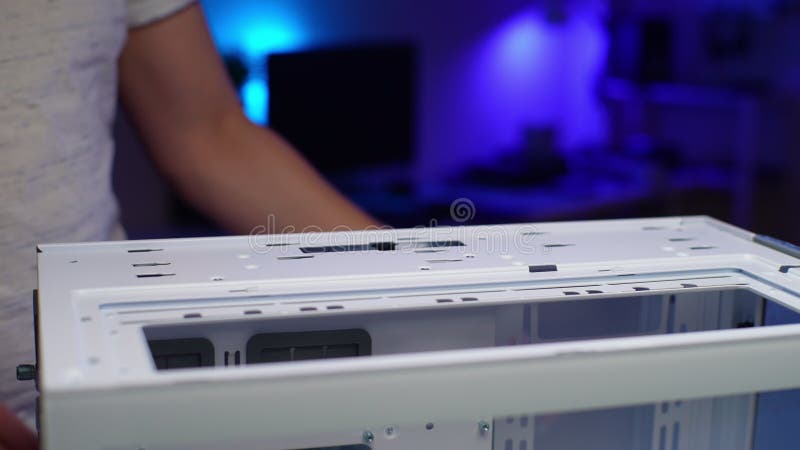 Computer Master Taking Top Cover Off from Computer System Unit To ...