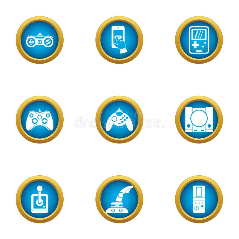 Computer Match Icons Set, Flat Style Stock Vector - Illustration of ...
