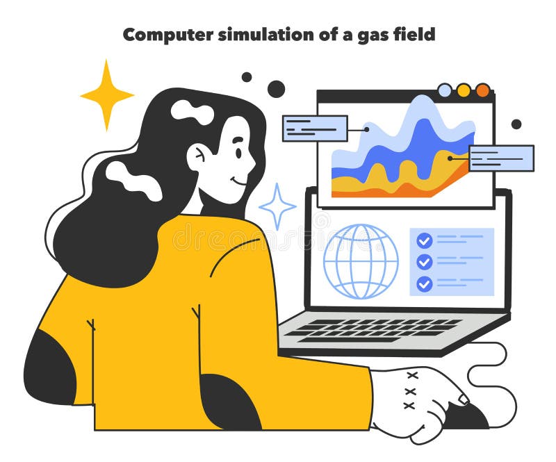 Computer And Mathematical Simulation For Gas Fields Development Stock Vector Illustration Of