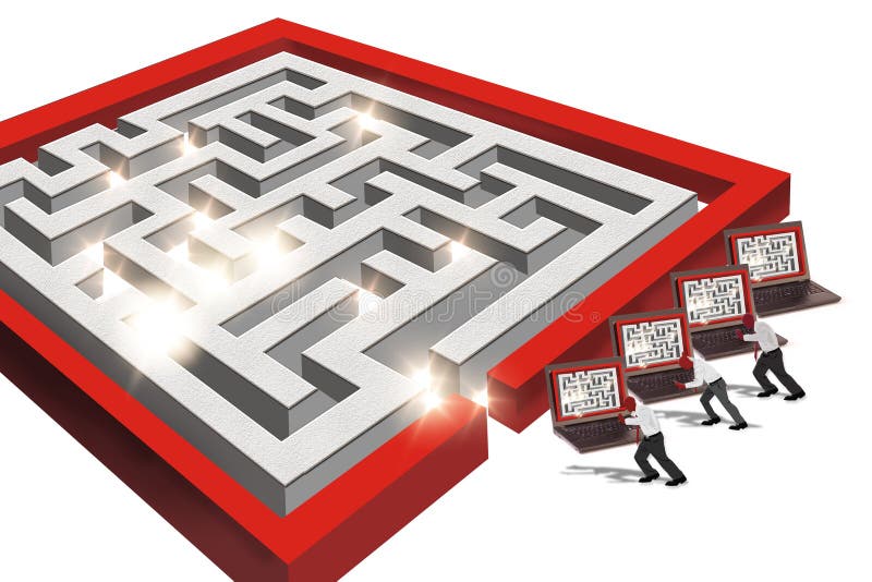 Laptop And Maze (clipping Path Included) Stock Illustration ...