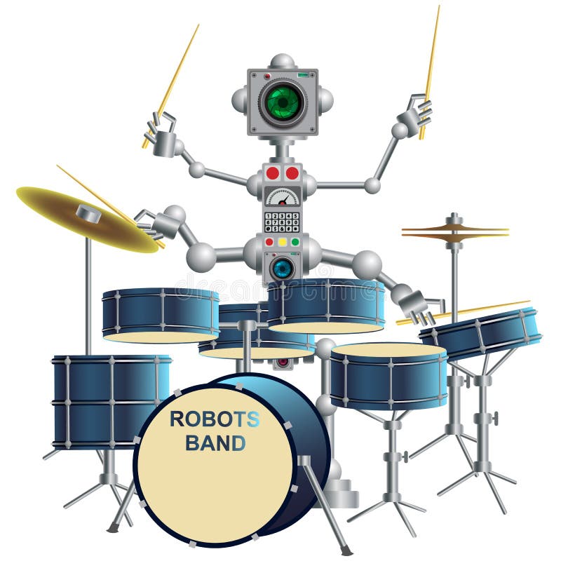 The Computer Mechanism Plays a Musical Instrument. Stock Vector ...