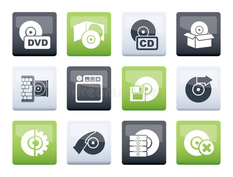 Computer Media and Disk Icons Stock Vector - Illustration of design ...