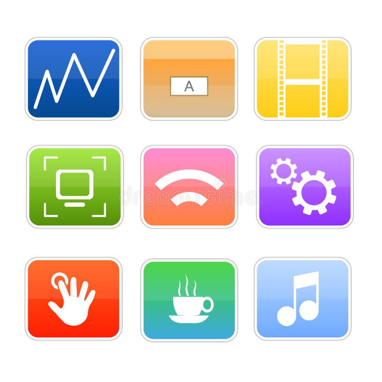 Computer Media Glossy Icons Stock Vector - Illustration of media ...