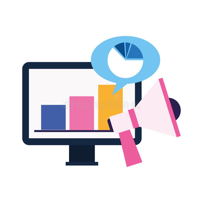 Computer and Megaphone Icon Stock Vector - Illustration of panel ...