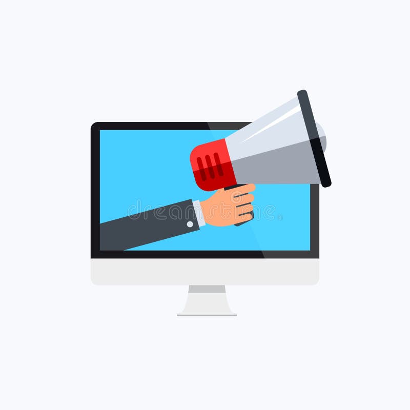 Computer Megaphone Vector Icon Stock Vector - Illustration of shout ...