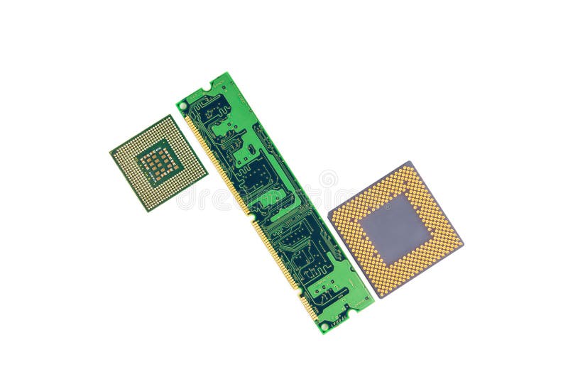 Computer Memory Chip with Two Processors Stock Image - Image of macro ...
