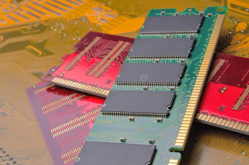 Computer Memory Chips Lie on the Motherboard Stock Photo - Image of ...