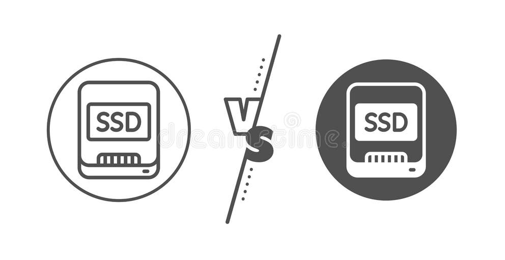 Ssd Line Icon. Computer Memory Component Sign. Data Storage. Vector ...