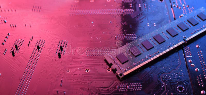 Computer Memory Ram On Circuit Motherboard Background Close Up Stock Image Image Of Electric