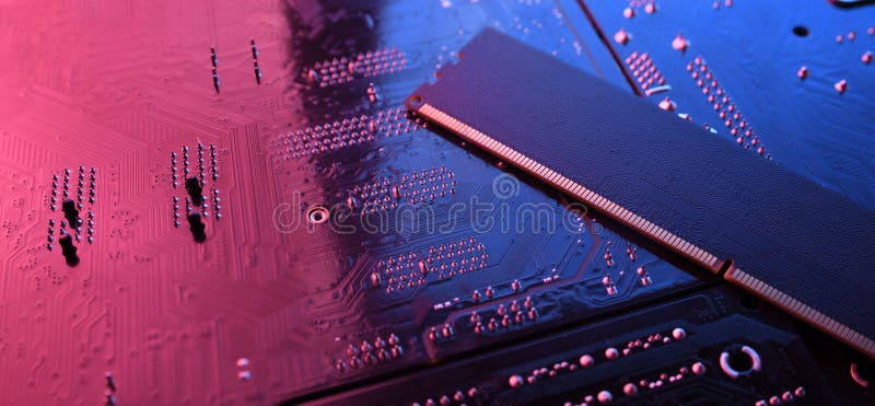 Computer Memory RAM on Motherboard Background . Close Up. System, Main ...