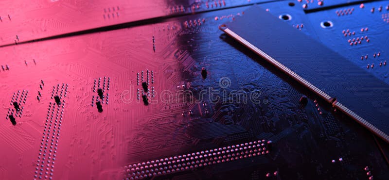 Computer Memory RAM on Circuit Motherboard Background . Close Up Stock ...
