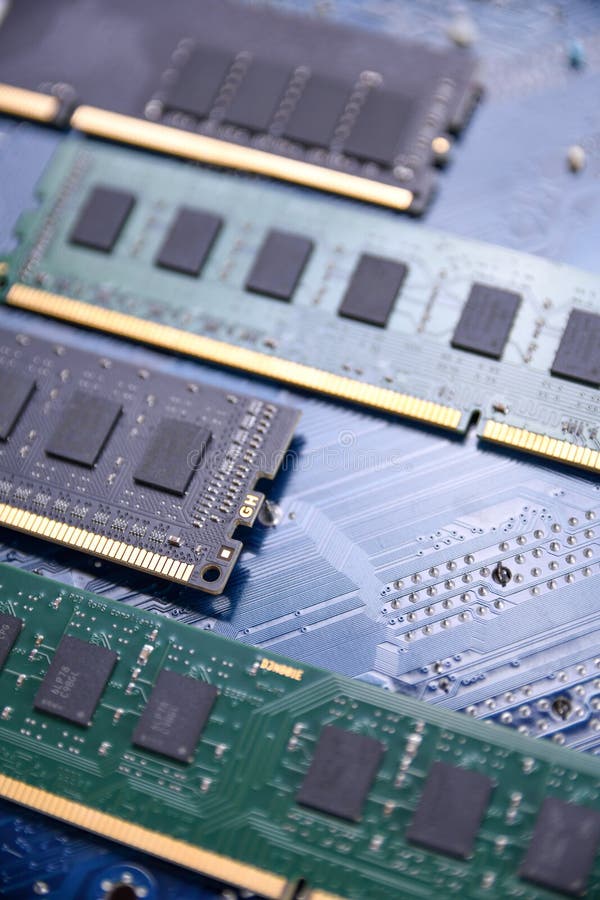 Computer Memory RAM On Motherboard Background . Close Up. System, Main ...