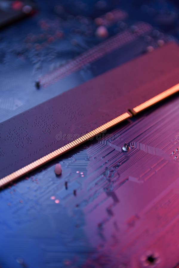 Computer Memory RAM on Motherboard Background . Close Up. System, Main ...