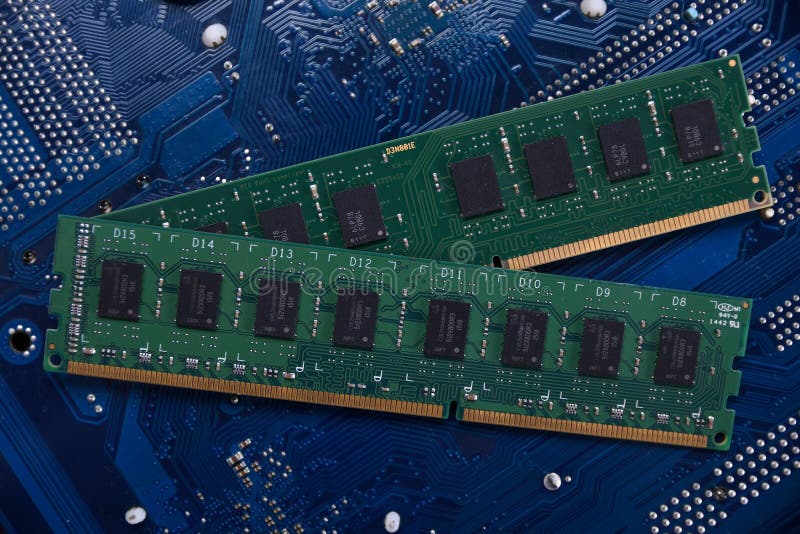 Computer Memory Ram On Motherboard Background Close Up System Main Memory Random Access