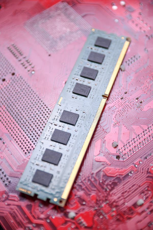 Computer Memory RAM on Motherboard Background . Close Up. System, Main ...