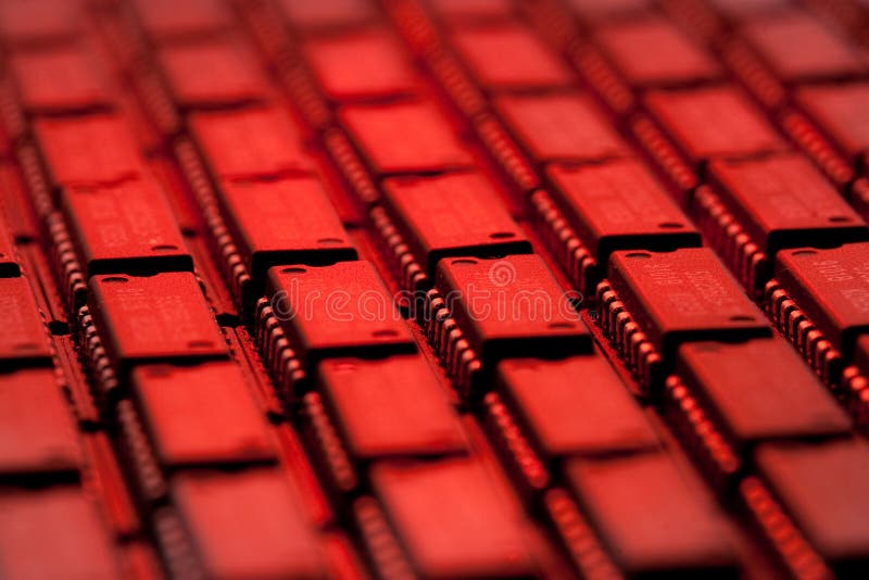 Computer memory red lit stock image. Image of mainboard - 17255759