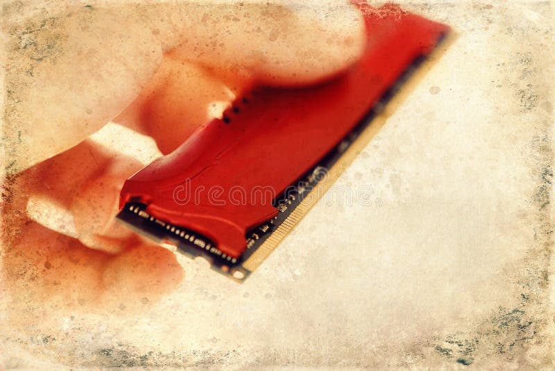 Computer Memory in Technic Hand, Old Photo Effect Stock Photo - Image ...