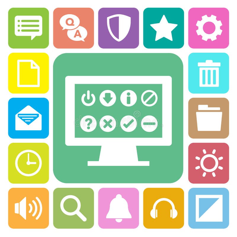 Computer menu icons set stock vector. Illustration of communication ...