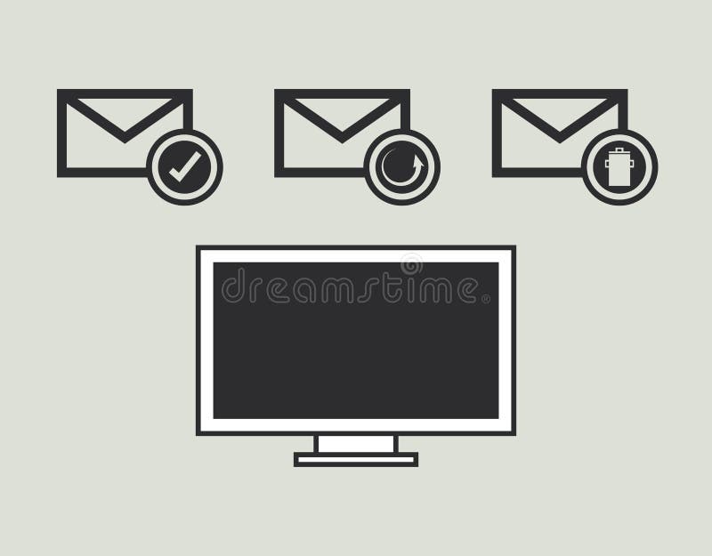 Computer and Message Envelope Icon Stock Vector - Illustration of ...