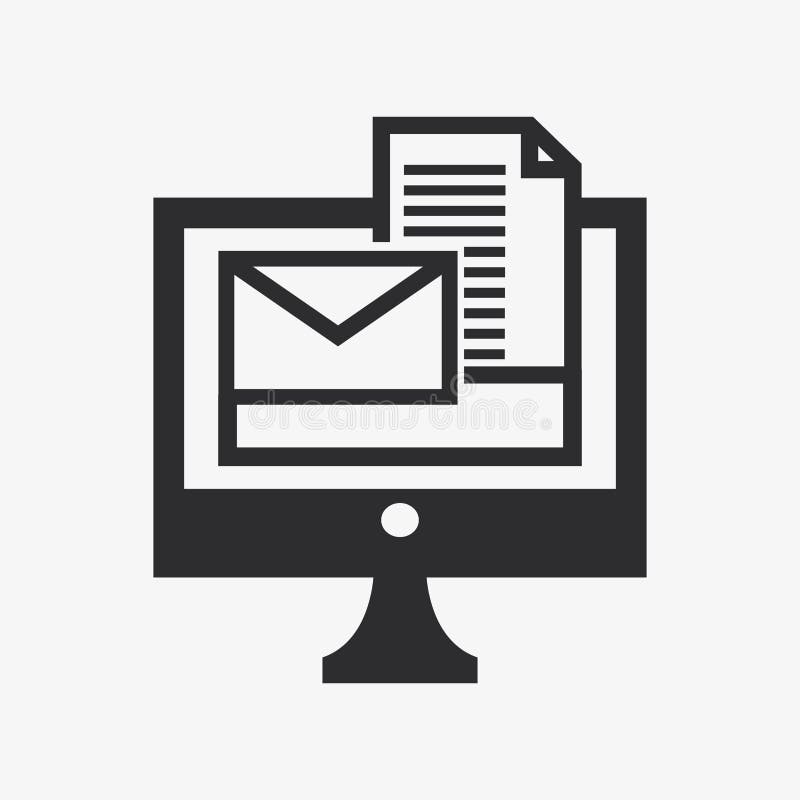 Computer and Message Envelope Icon Stock Vector - Illustration of ...
