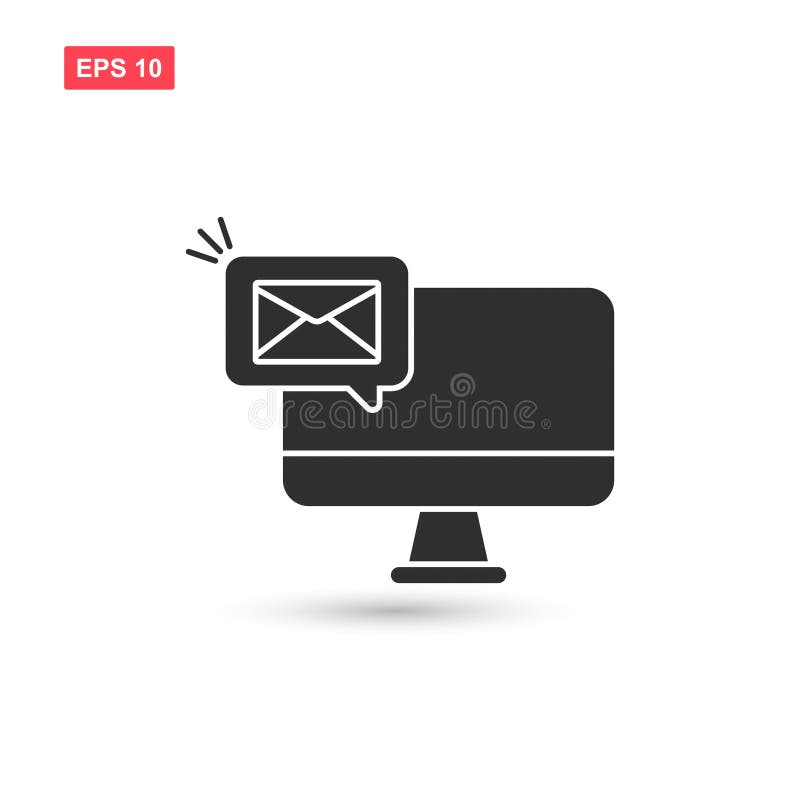 Computer with Message Icon Vectoe Isolated 5 Stock Vector ...
