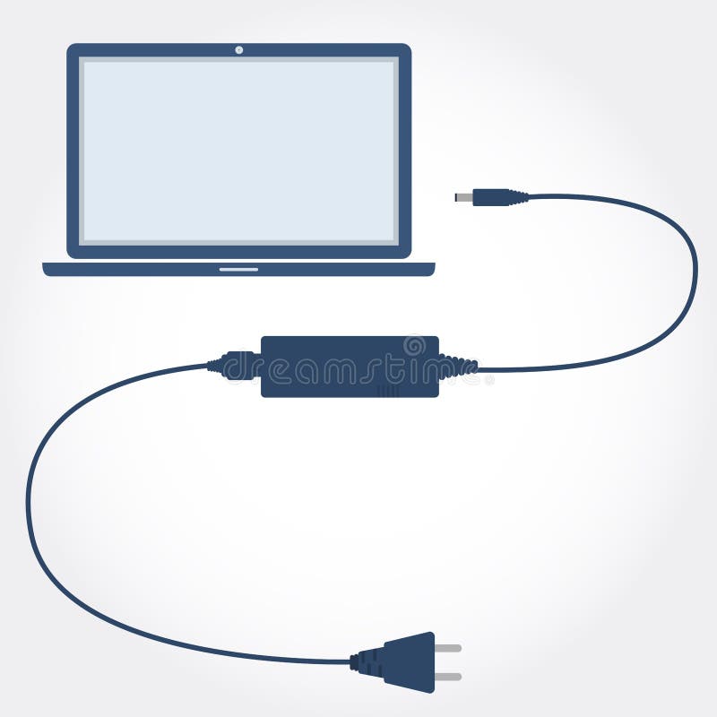 Computer met laptop lader vector illustratie. Illustration of monitor ...