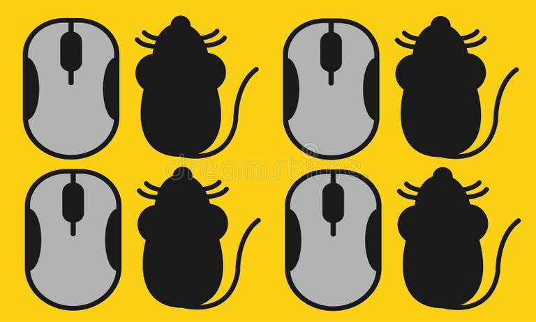 Computer Mice and Real Mice Against a Yellow Backdrop Stock ...