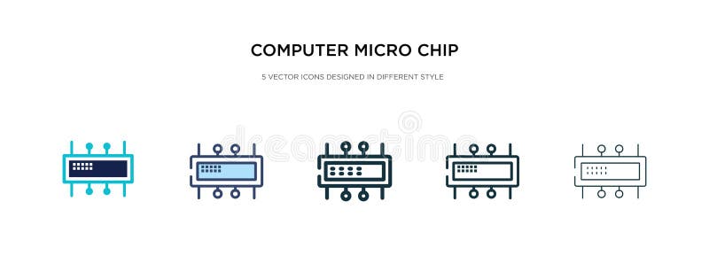 Computer Micro Chip Icon in Different Style Vector Illustration. Two ...