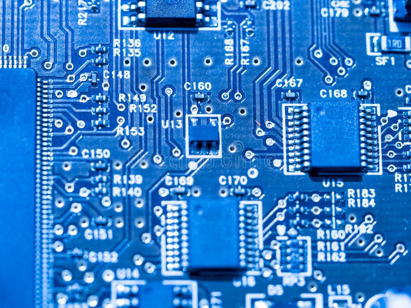 Computer Micro Circuit Board with Integrated IC Stock Image - Image of ...