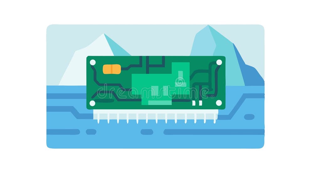Computer Microchip on a Circuit Board Vector Illustration Graphic ...