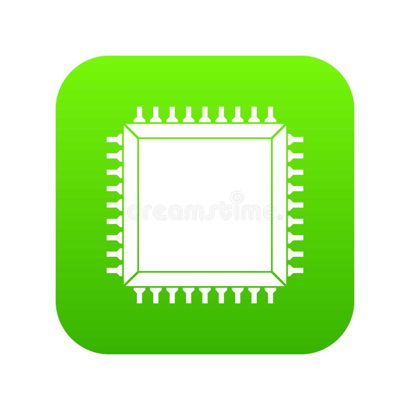 Computer Microchip Icon Digital Green Stock Vector - Illustration of ...
