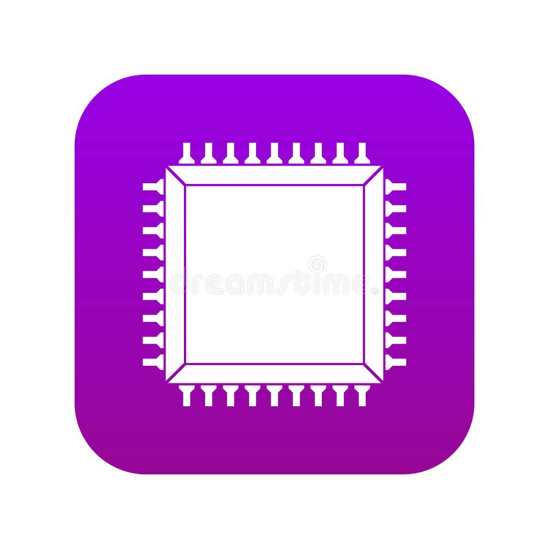 Computer Microchip Icon Digital Purple Stock Vector - Illustration of ...