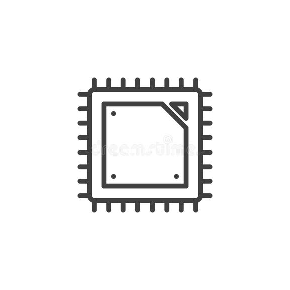 Computer Microchip Line Icon Stock Vector - Illustration of technology, component: 274737616