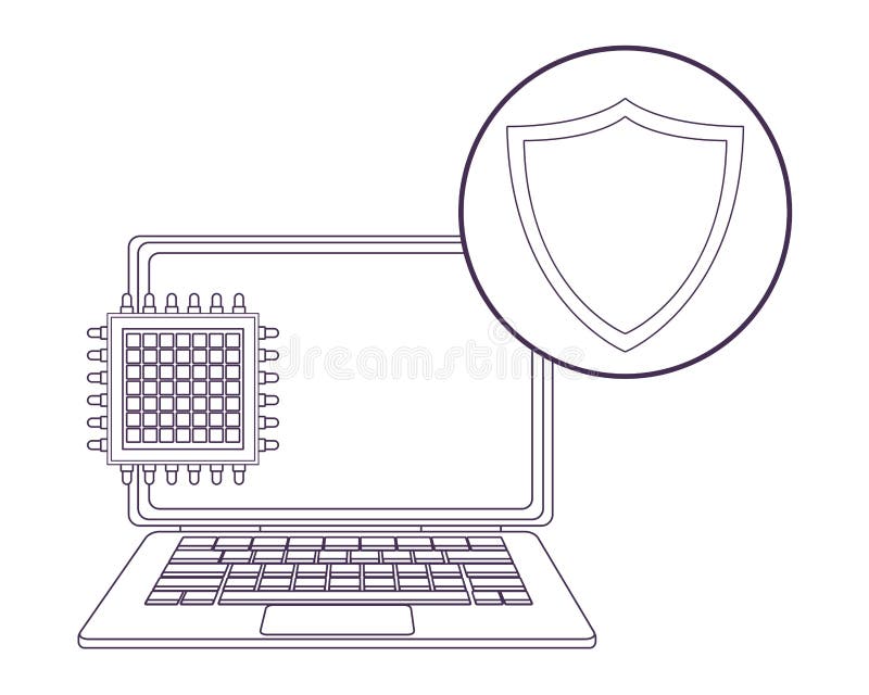 Computer with microchip stock vector. Illustration of communication ...