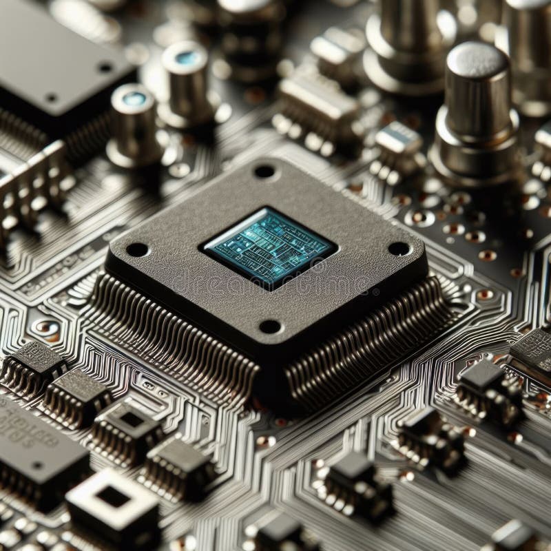 Computer Microchip Sitting on Motherboard Stock Illustration ...