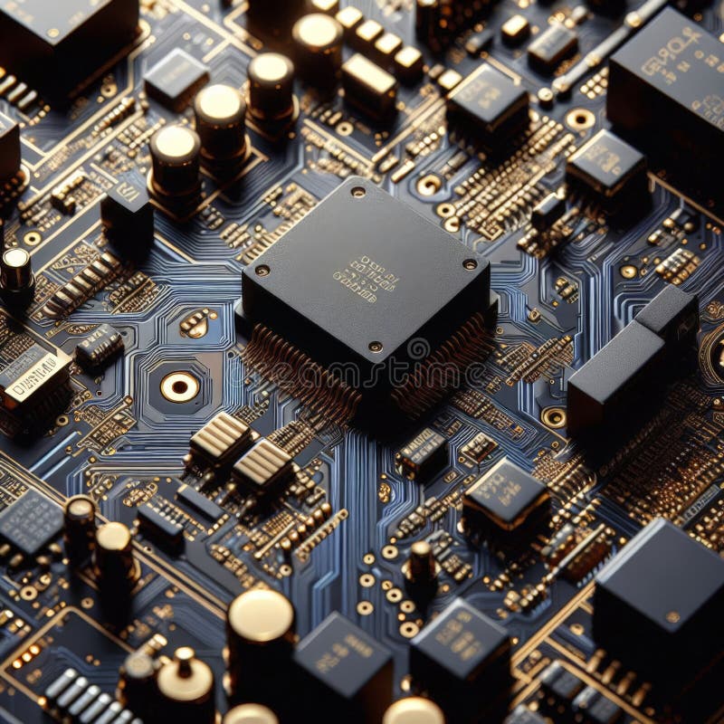 Computer Microchip Sitting on Motherboard Stock Illustration ...