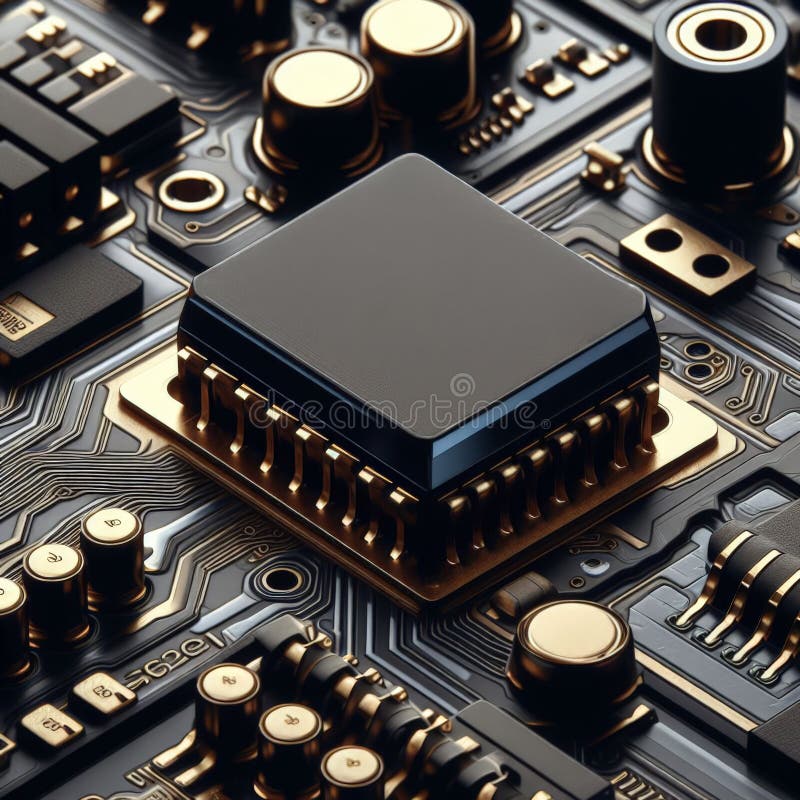 Computer Microchip Sitting on Motherboard Stock Illustration ...