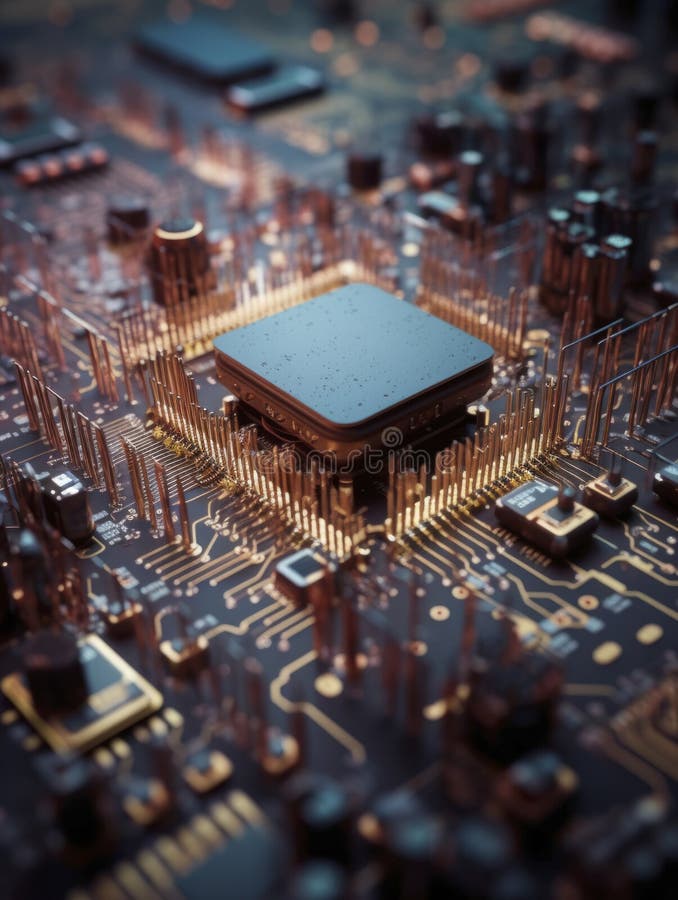 Computer Microchips on Electronic Circuit Board. AI Generative Stock ...