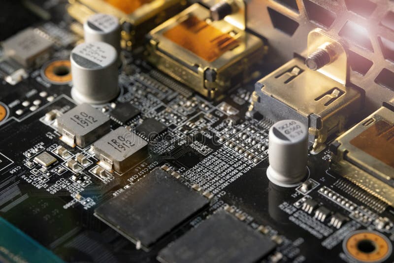 Computer Microchips on Electronic Circuit Board. Technology ...