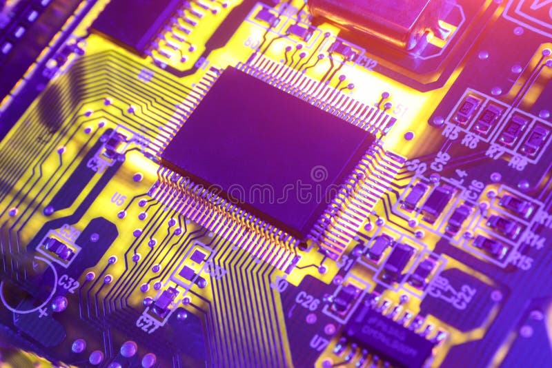 Computer Microchips and Processors on Electronic Circuit Board ...