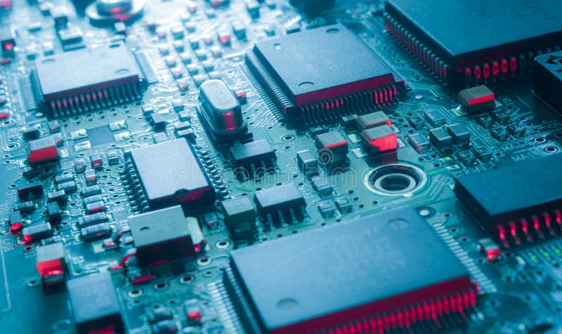 Computer Microchips and Processors on Electronic Circuit Board ...