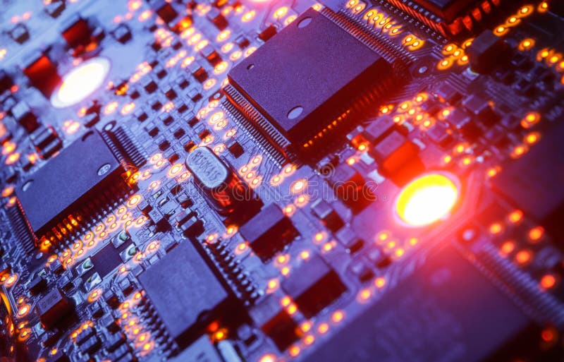 Computer Microchips and Processors on Electronic Circuit Board ...