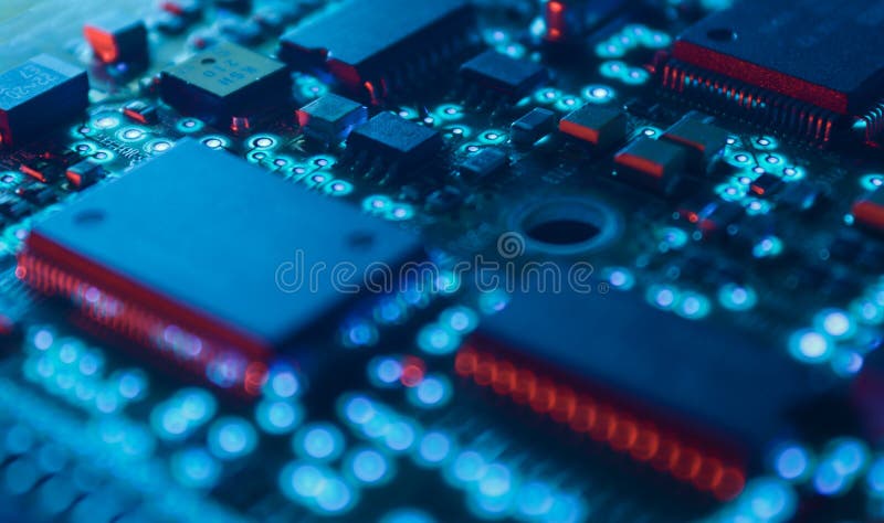 Computer Microchips and Processors on Electronic Circuit Board ...