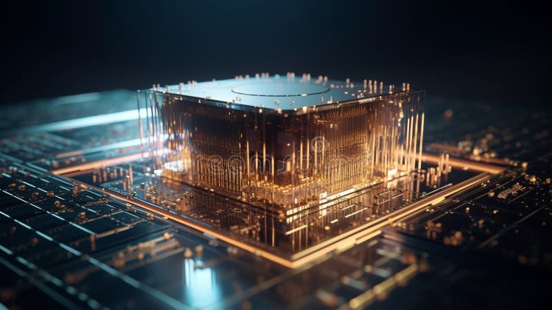 Computer Microcircuit Closeup. 3d Render Stock Illustration ...