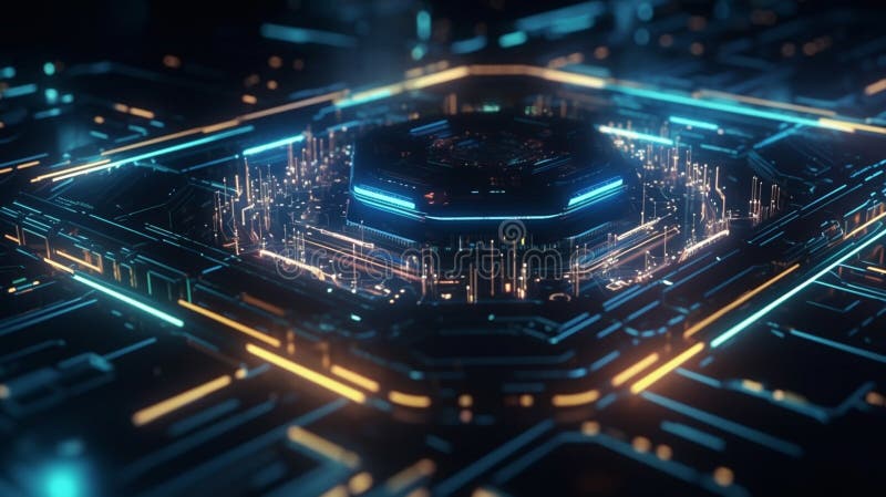 Computer Microcircuit Closeup. 3d Render Stock Illustration ...